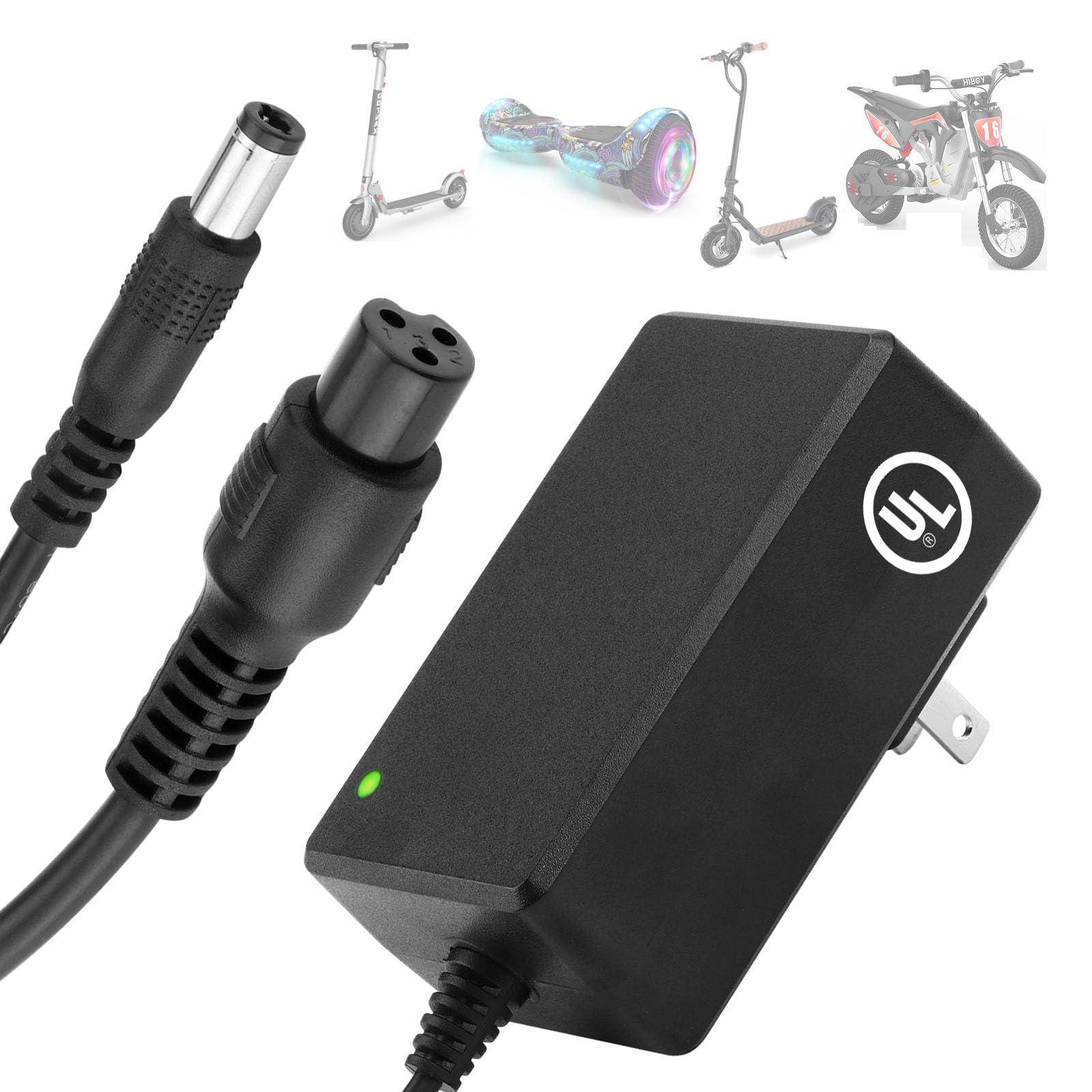 42V Electric Scooter Charger UL Certified, 2 Plugs for Hover-1 Gotrax ...