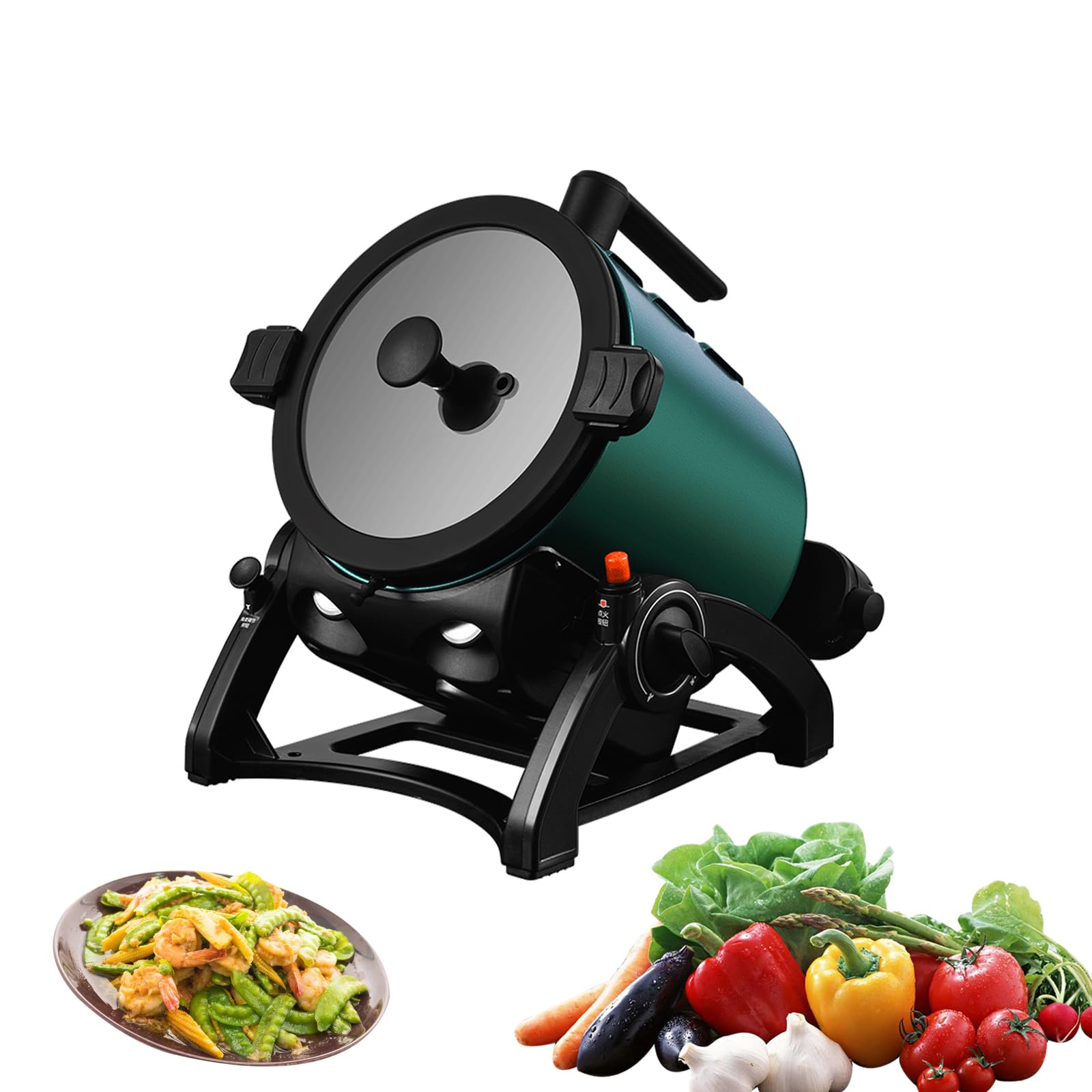 HIYOUGO Automatic Stir Fry Machine, 360° Rotatable Stir Fry Pot, All-in ...