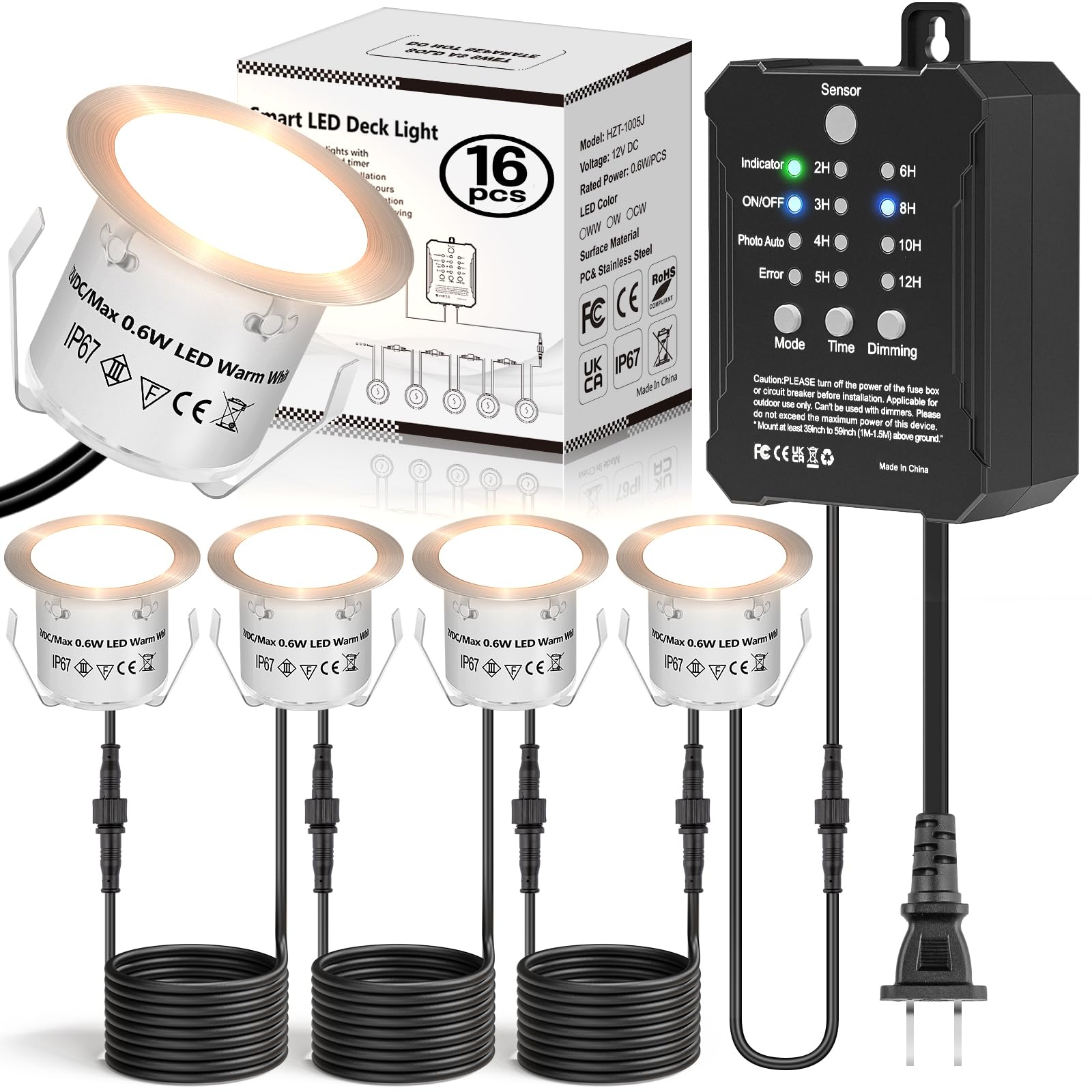 HIBOITEC Low Voltage Deck Lights Recessed Kit with Transformer Dimmable ...