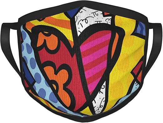 Reusable Face Mask Romero-Britto Washable Adult Black Border Masks ...