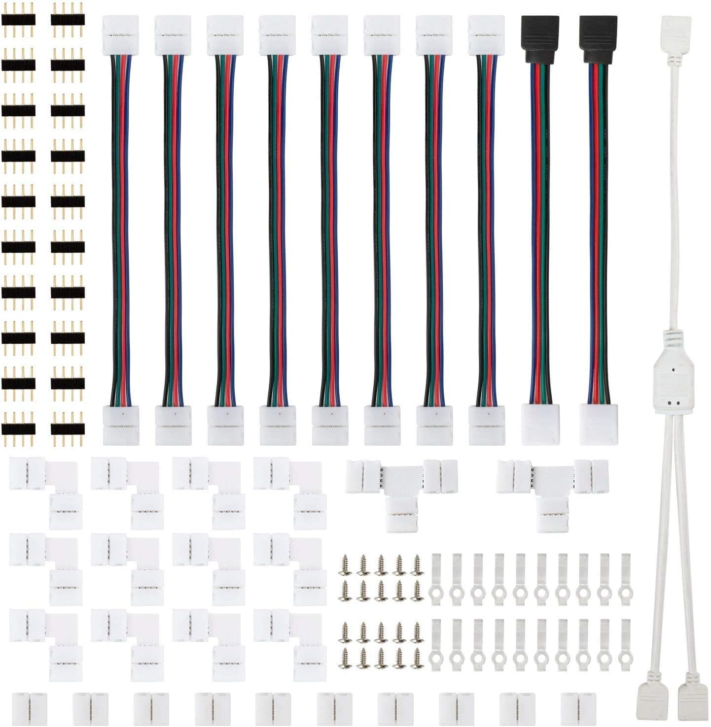 LED Strip Connector Kit for 5050 10mm 4Pin,Includes 8 Types of ...
