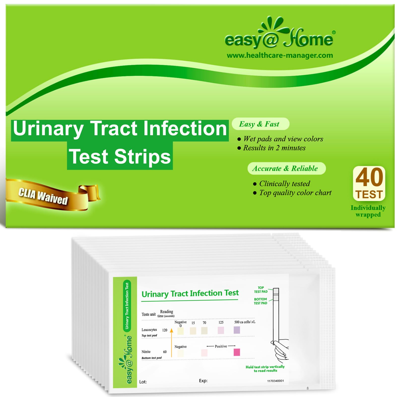 Easy@Home Urinary Tract Infection Test: UTI Test Strips Urinalysis Dip ...