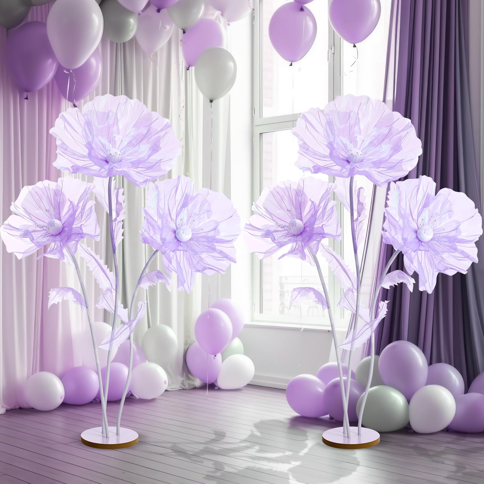 CroBlissful 2 Set 4.4 ft Wedding Giant Flowers Decorations Oversized ...