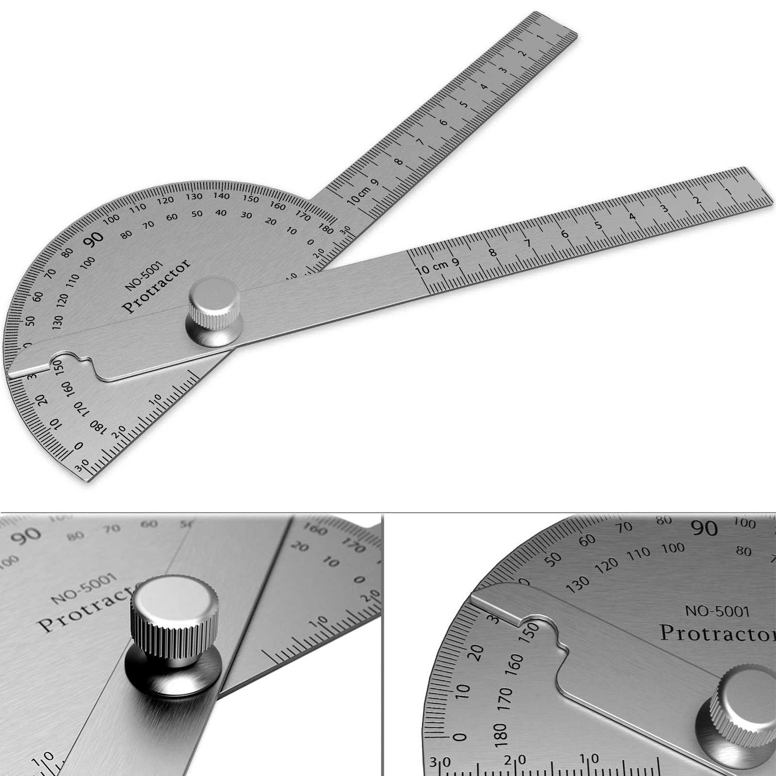 Mua ForoGore Stainless Steel Protractor 180 Degrees Two Arm Ruler ...