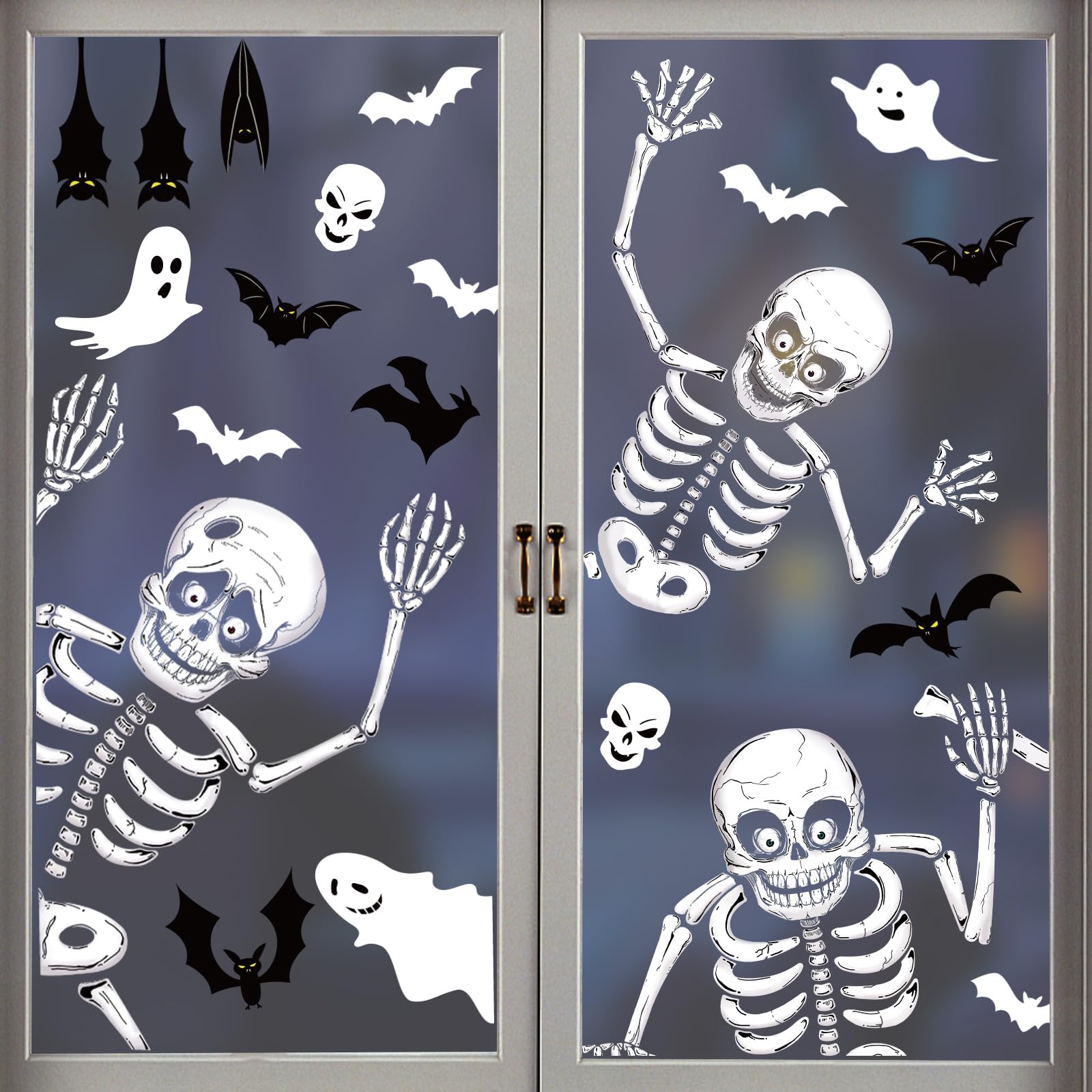 Halloween Window Clings Skeleton Window Decorations for Glass Windows ...