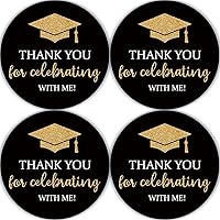 Amazon.com: 80 Pieces Cute Black Gold Round Graduation Thank You ...
