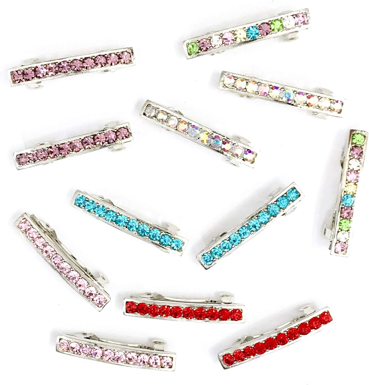 Amazon.com : 12 Pieces Hair Crystal Barrette with Silver Metal Clip 6 ...