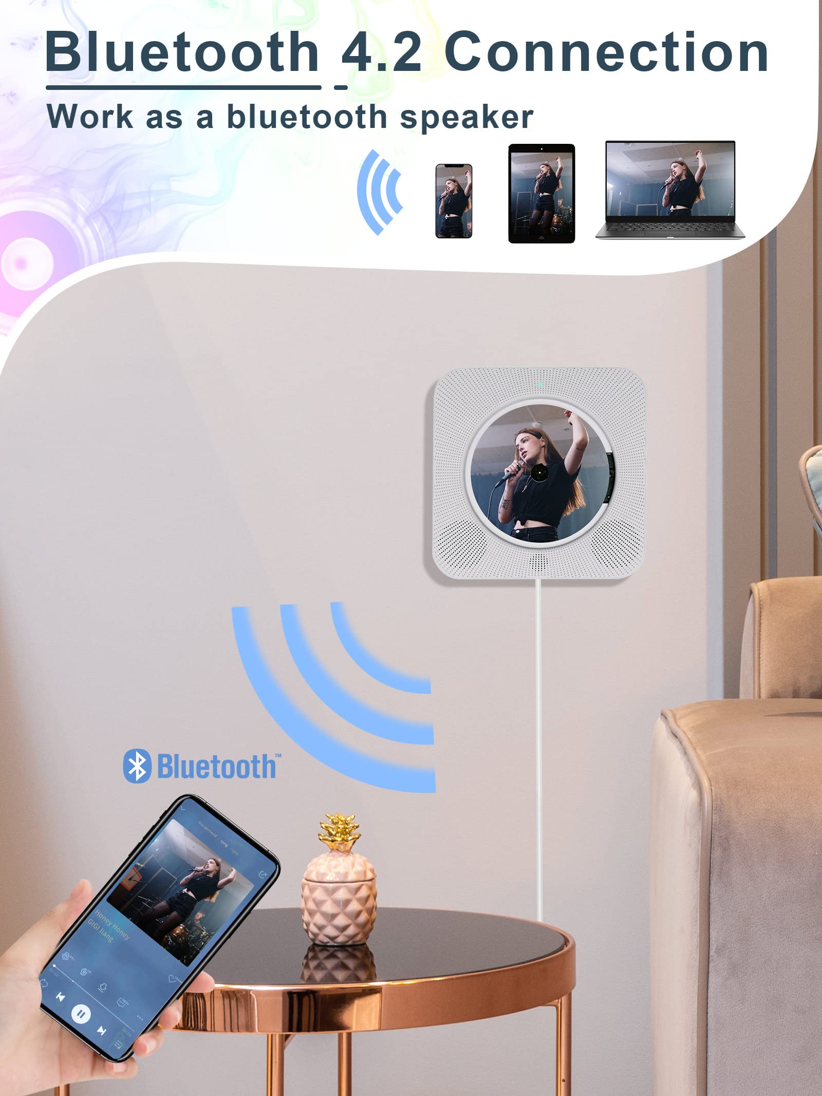 Mua Portable Wall Mounted CD Player with Bluetooth, Homlab Mountable CD ...
