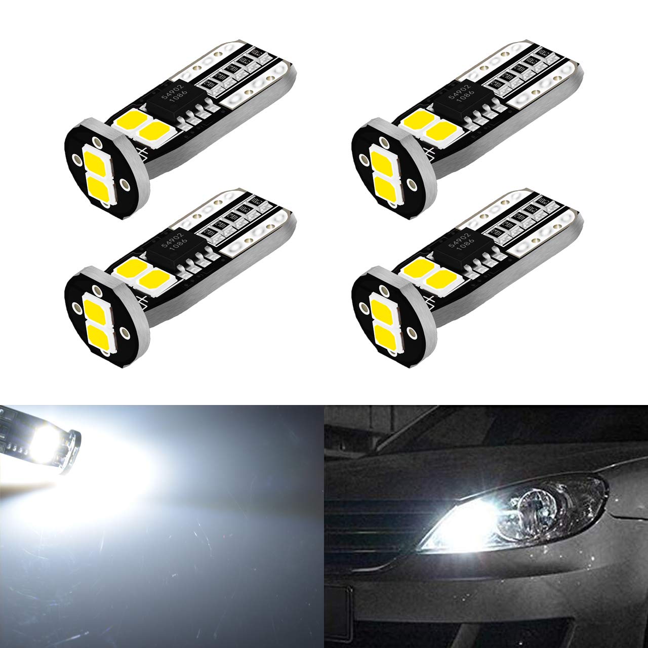 Amazon.com: KaTur 194 LED Light Bulbs 450 Lumens T10 CanBus Error Free ...