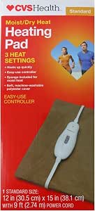 Amazon.com: CVS HEALTH Moist/Dry Heat, Heating Pad with 3 Settings ...