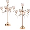 Amazon.com: Hsei 2 Pack 5 Arms Gold Candelabra Centerpiece with Crystal Pendant 33 Inch Tall ...