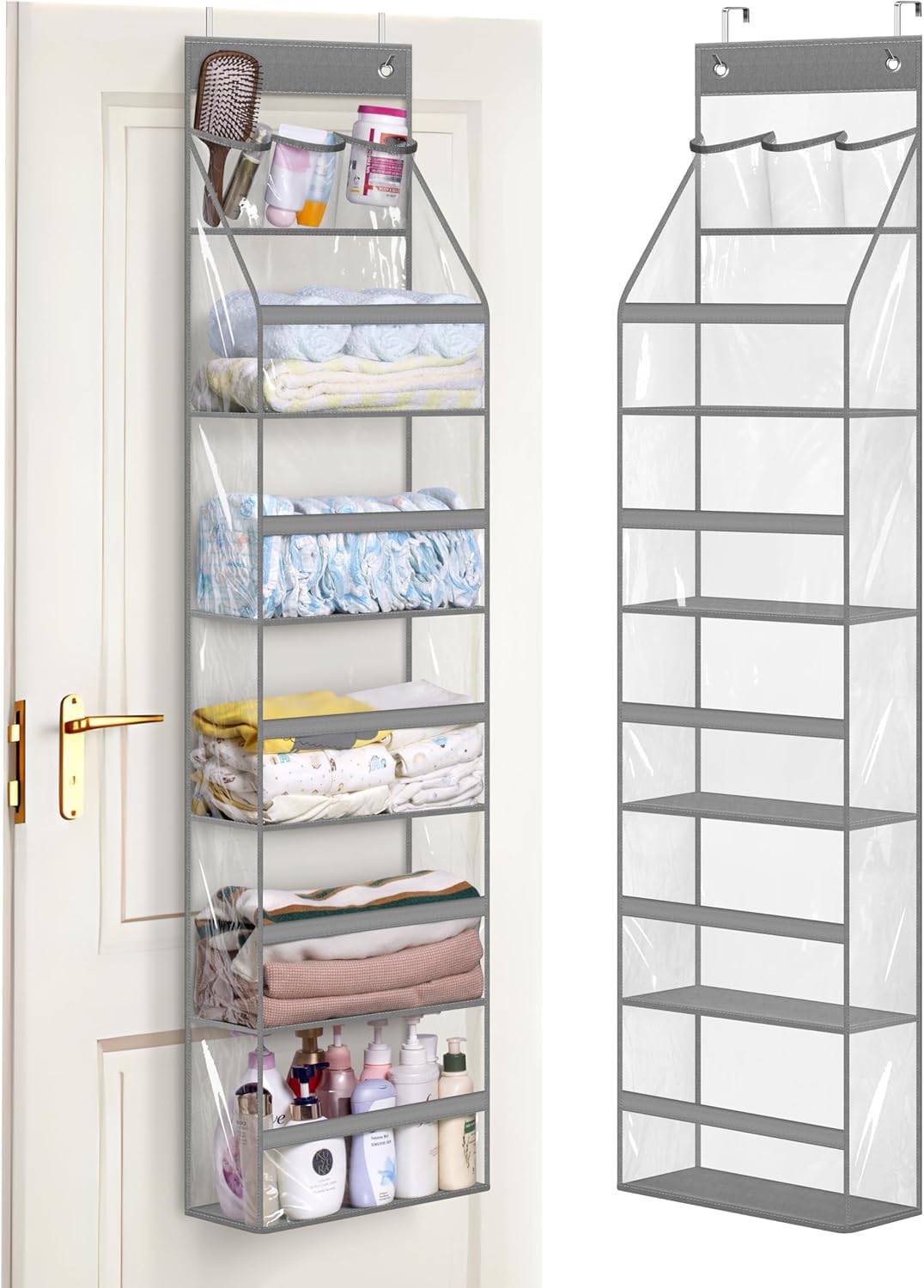MISSLO Full Clear PVC Over the Door Organizer Hanging Closet Storage ...