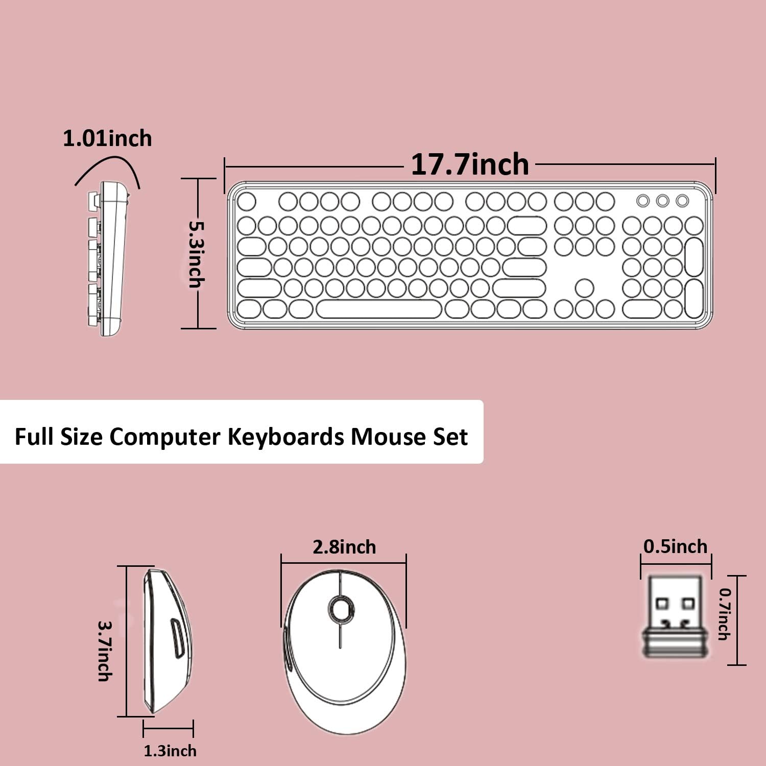 Colorful Computer Wireless Keyboard Mouse Combos, Typewriter Flexible ...