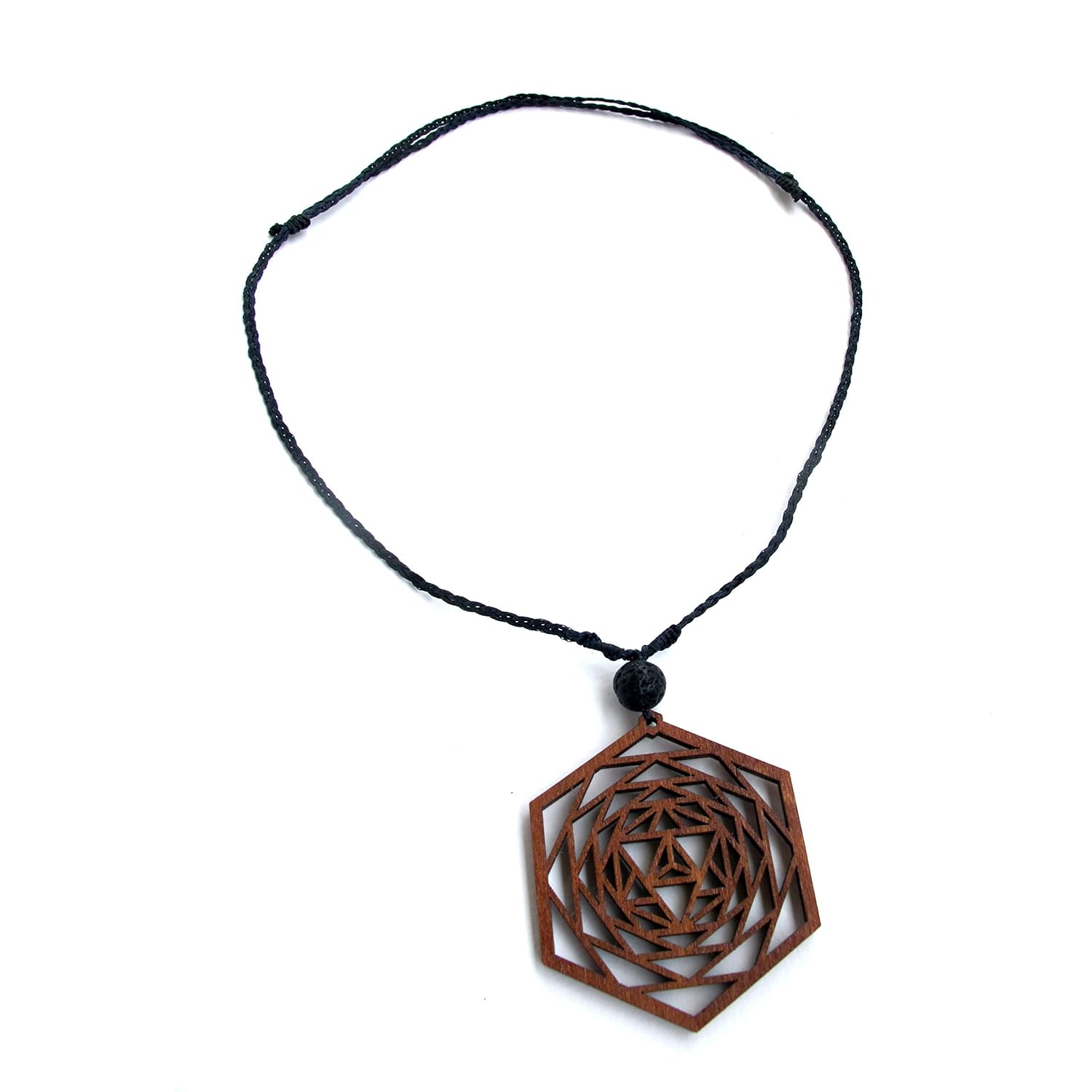 Amazon.com: Wood Hexagon Pendant Necklace Star Tetrahedron, 14-28 ...