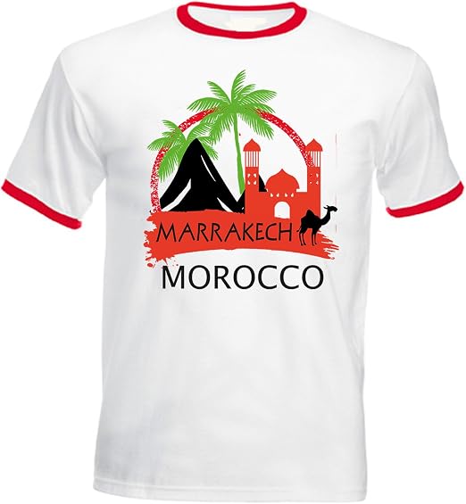 teesquare1st Men's Marrakech Morocco Red Ringer T-Shirt: Amazon.co.uk ...