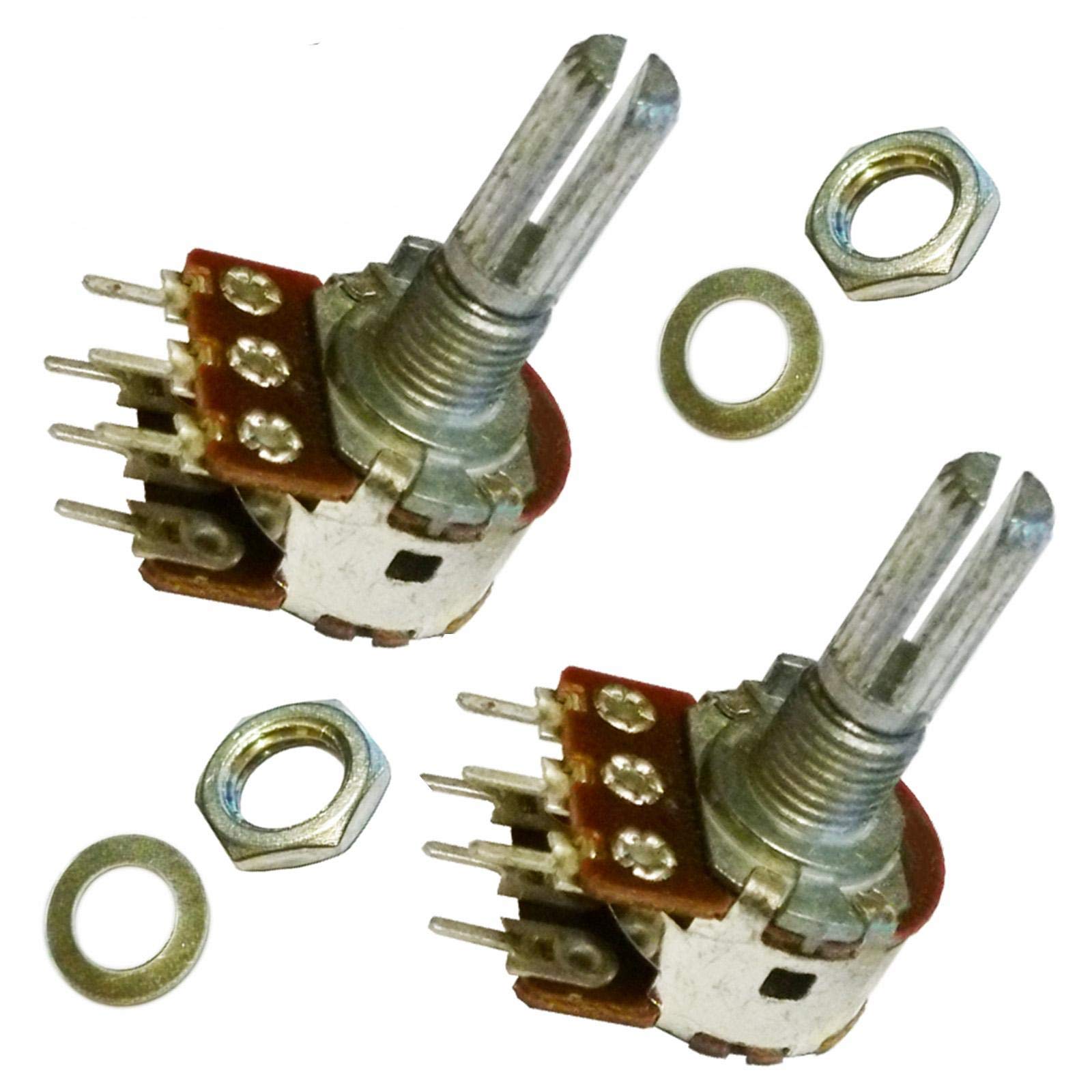 Buy 2x B20K ohm 20K ohm B203 Dual Stereo Linear Lin Knurled Splined ...