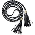 Ayliss Women Tassel Braided Waist Belt Skinny Woven Belt for Dress (Black) at Amazon Women’s ...