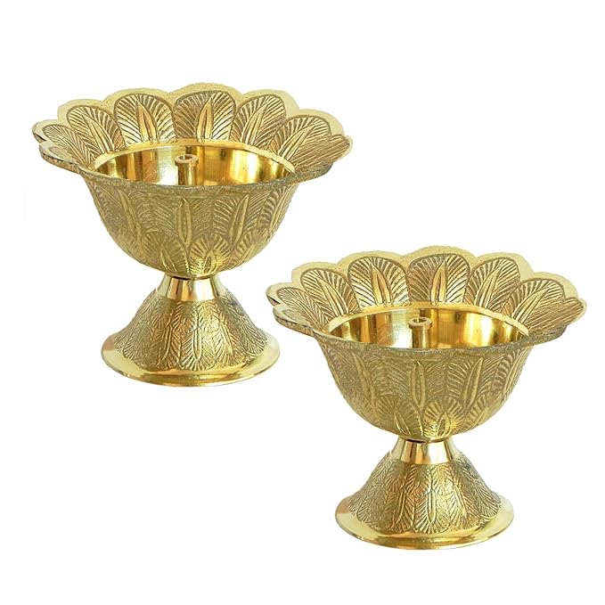Buy Tip 'n' Top Brass Traditional Design Akhand Diya (Gold_1.5 Inch X 3 ...