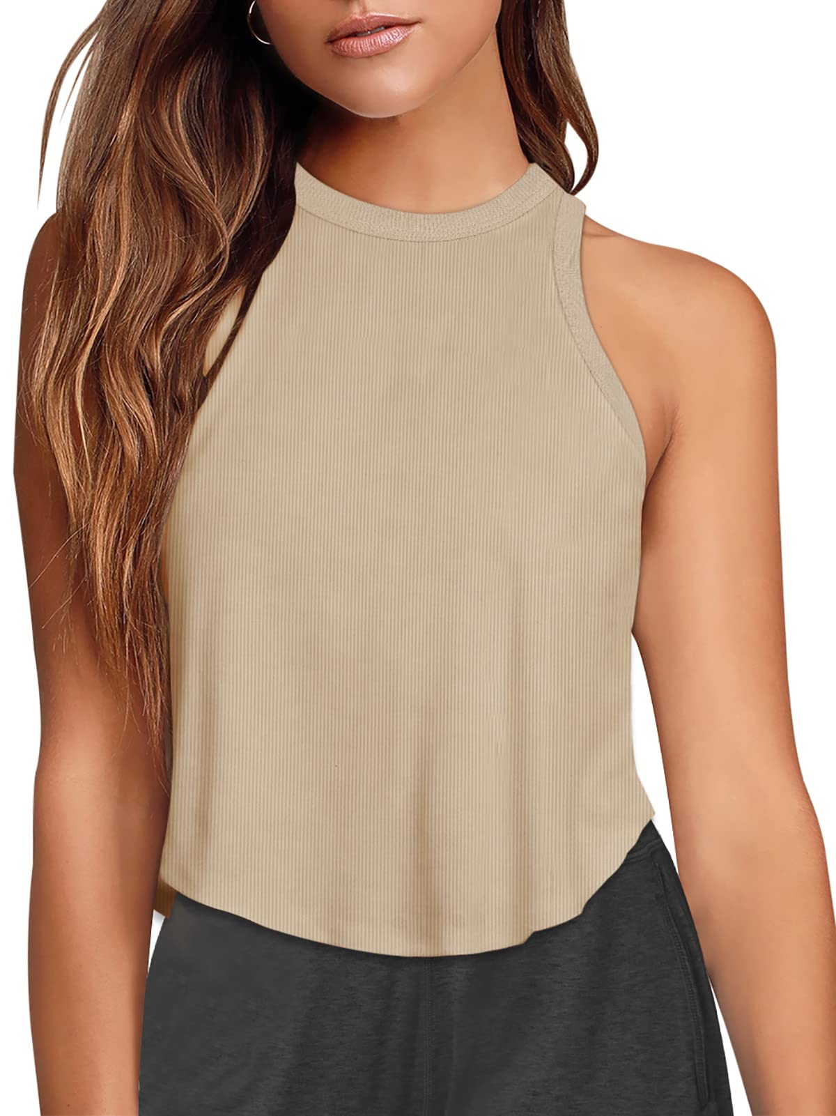 Womens Cropped Tank Tops Sleeveless Going Out Tops Summer Workout ...