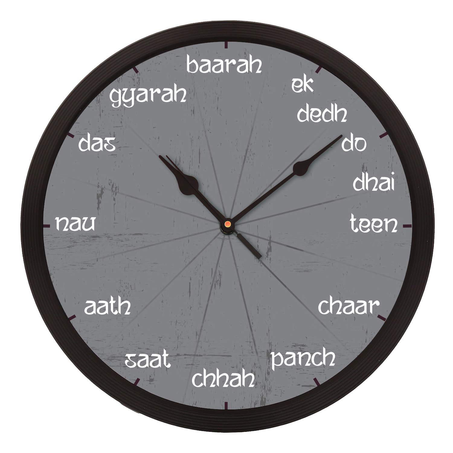 Buy eCraftIndia Hindi Numbers Designer Round Analog Black Wall Clock ...