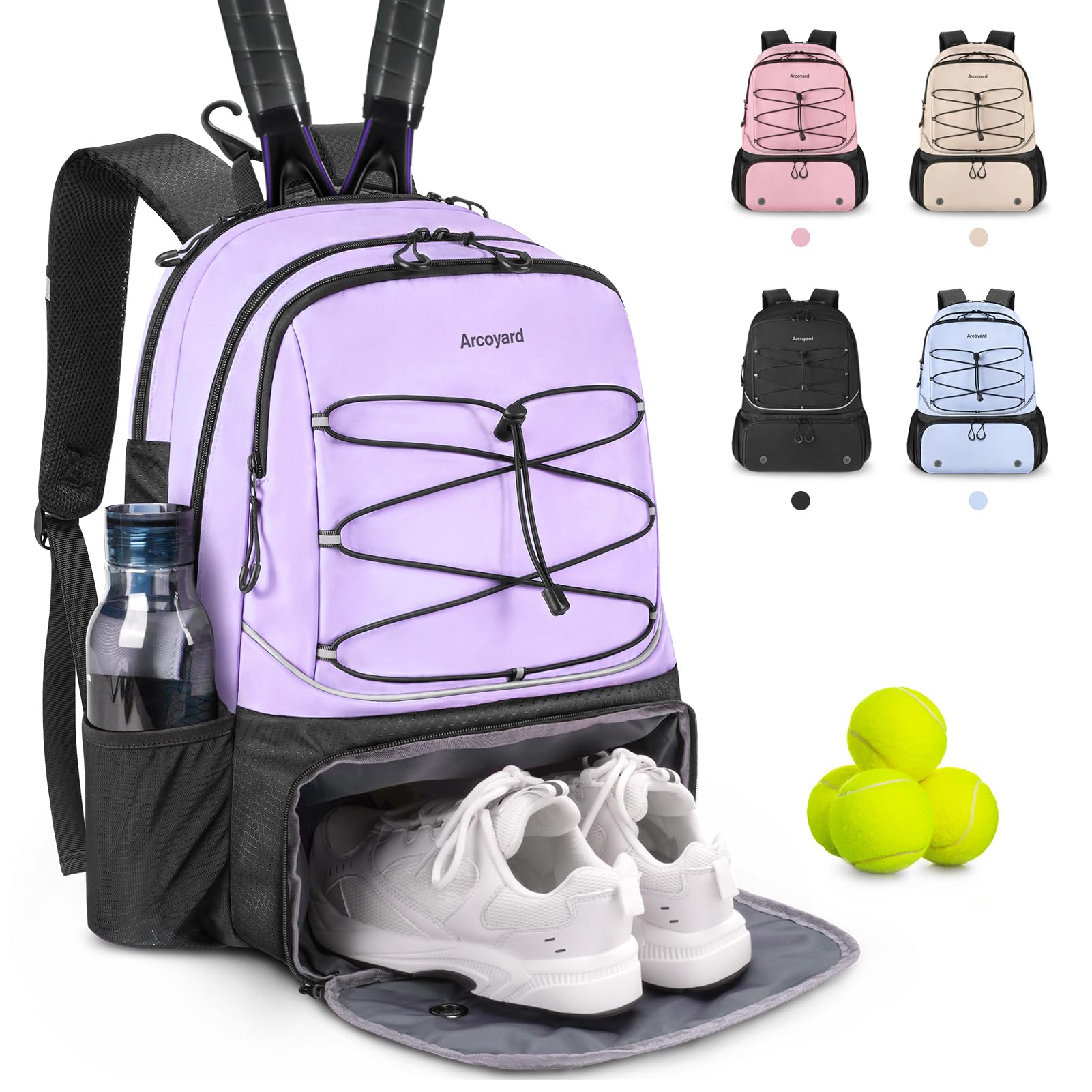 Arcoyard Tennis Bag, Large Tennis Bags For Women, Tennis Backpack with ...