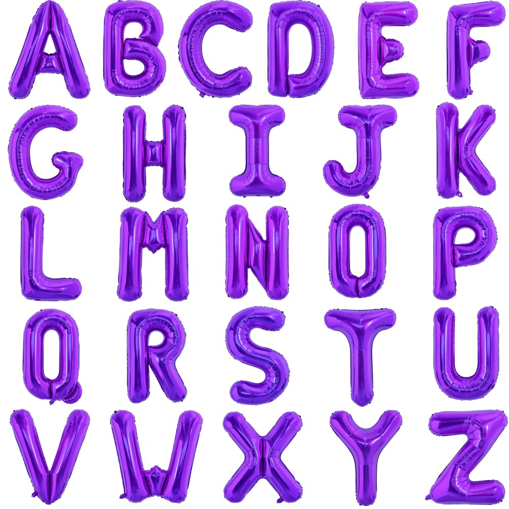 TONIFUL 52 Pieces 16 Inch Purple Letter A-Z Balloons,Custom Phrase ...