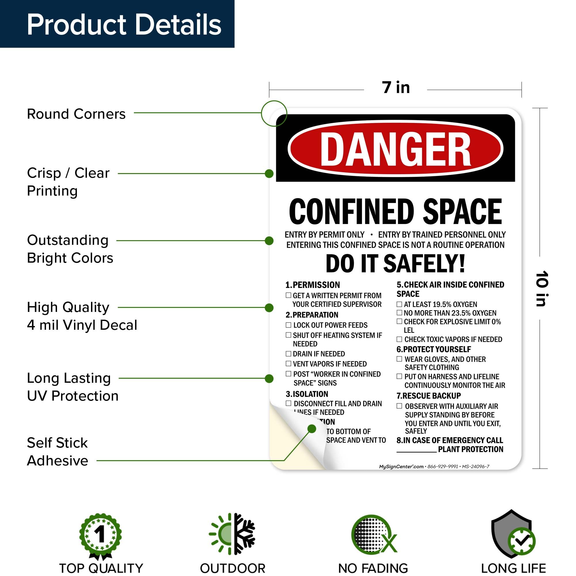 Danger Confined Space Enter By Permit Only Entry By Trained Personnel ...