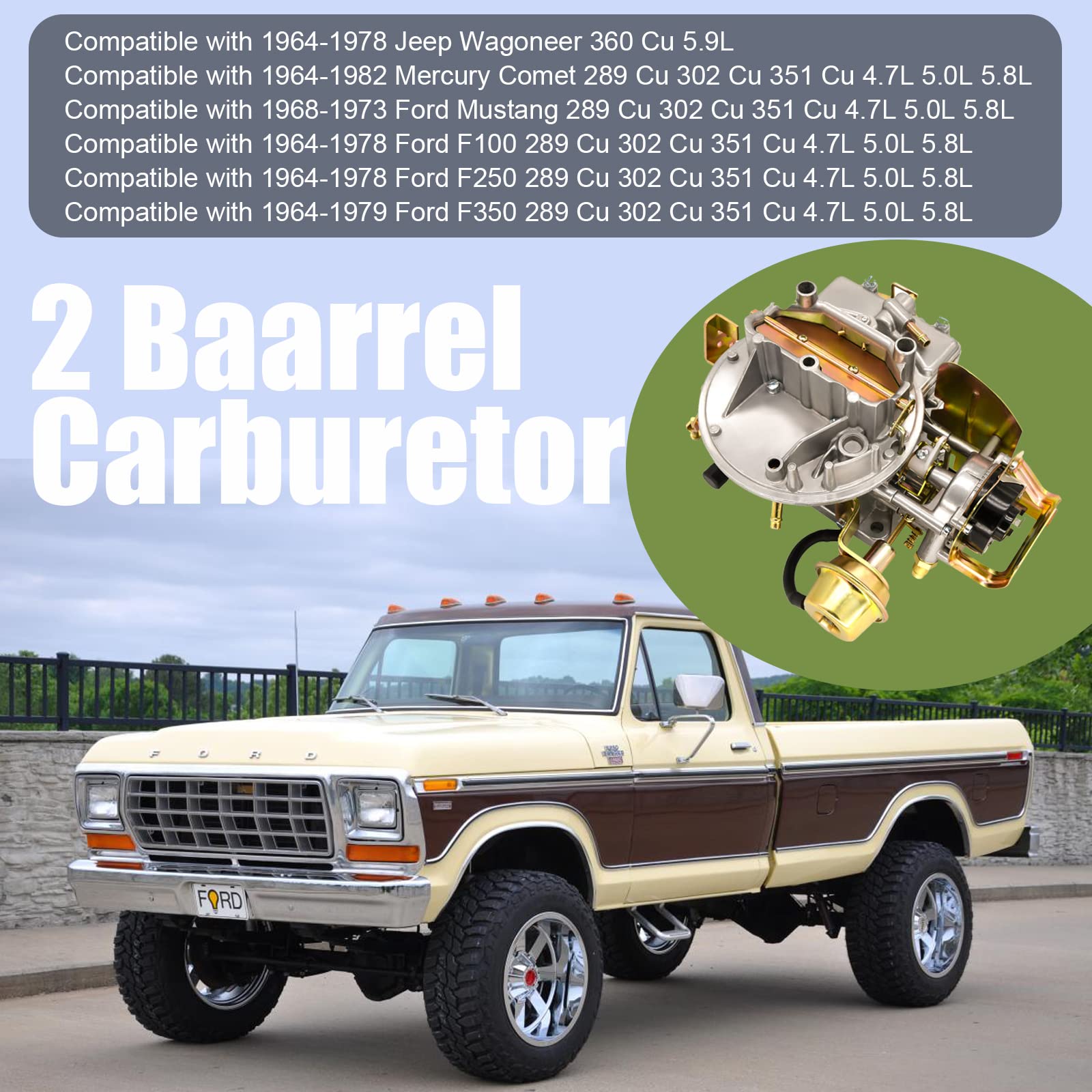 Rebuild Kit 2 Barrel Carburetor Carb 2100 2150 For Ford 289/302/351cu ...