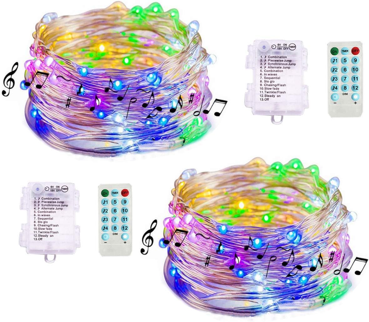 Amazon.com : Dreamworth 2 Pack 12 Modes Sound Activated Music String ...