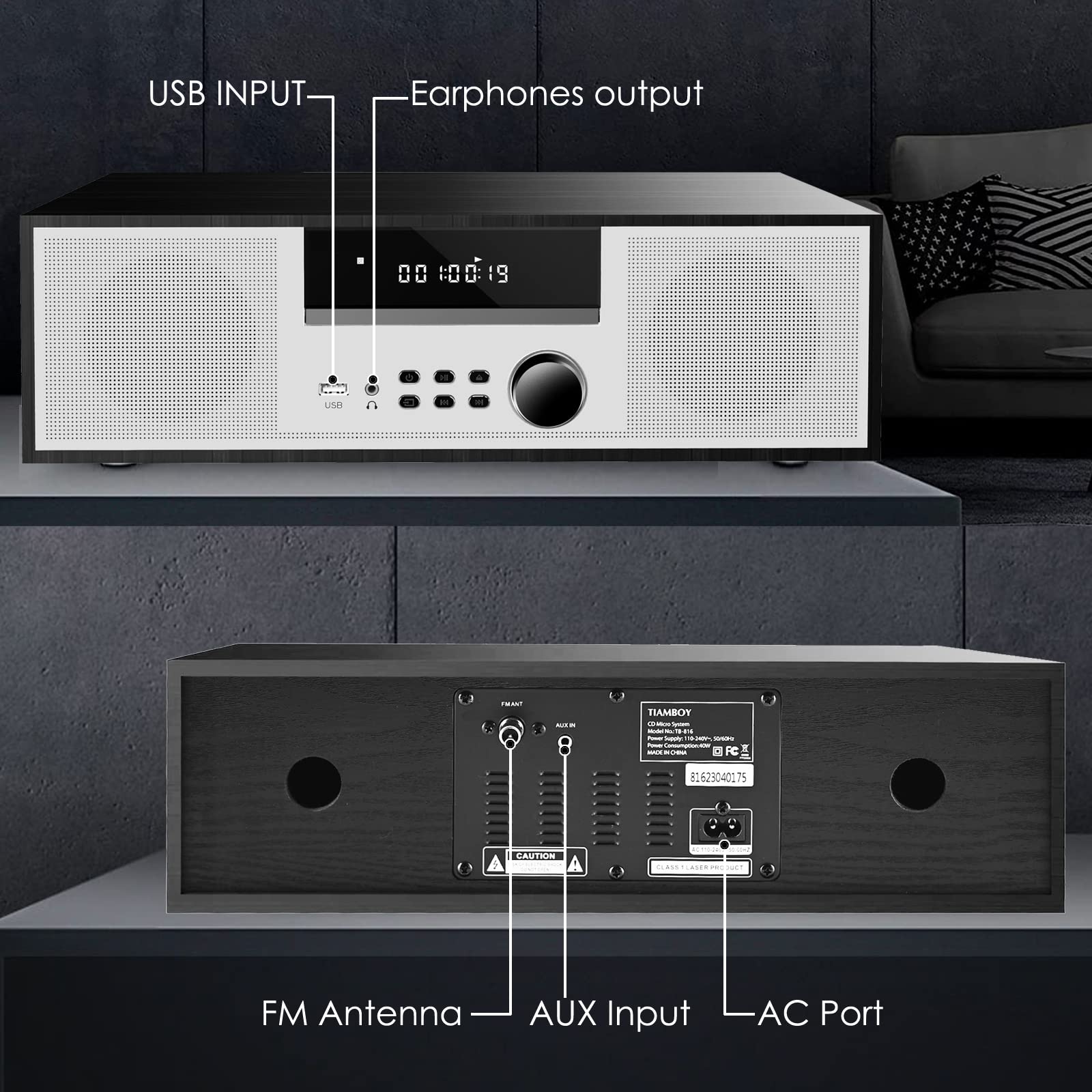 Mua Vintage Home CD Stereo System, 40W RMS Micro Component with CD ...