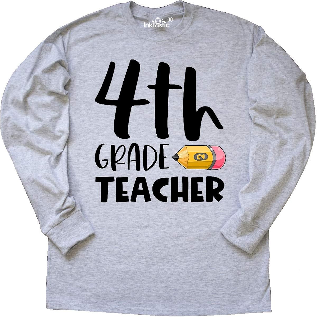 Amazon.com: inktastic Fourth Grade Teacher- Pencil Long Sleeve T-Shirt ...