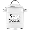 Amazon.com: AuldHome Grease Container, White Enamelware Bacon Grease ...