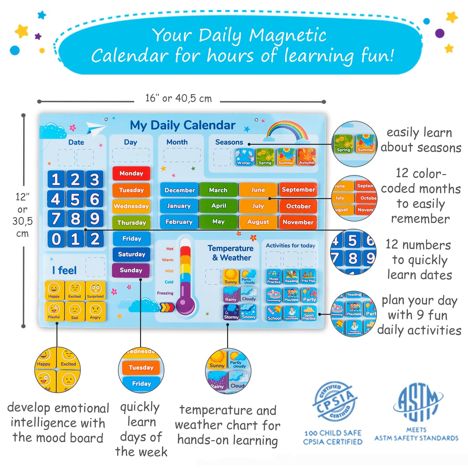 Mua Simply magic 58 PCS Kids Calendar - My First Daily Magnetic ...
