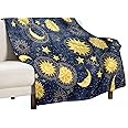 Amazon.com: Boho Sun Moon Blanket, Golden Sun Moon Stars Starlight ...
