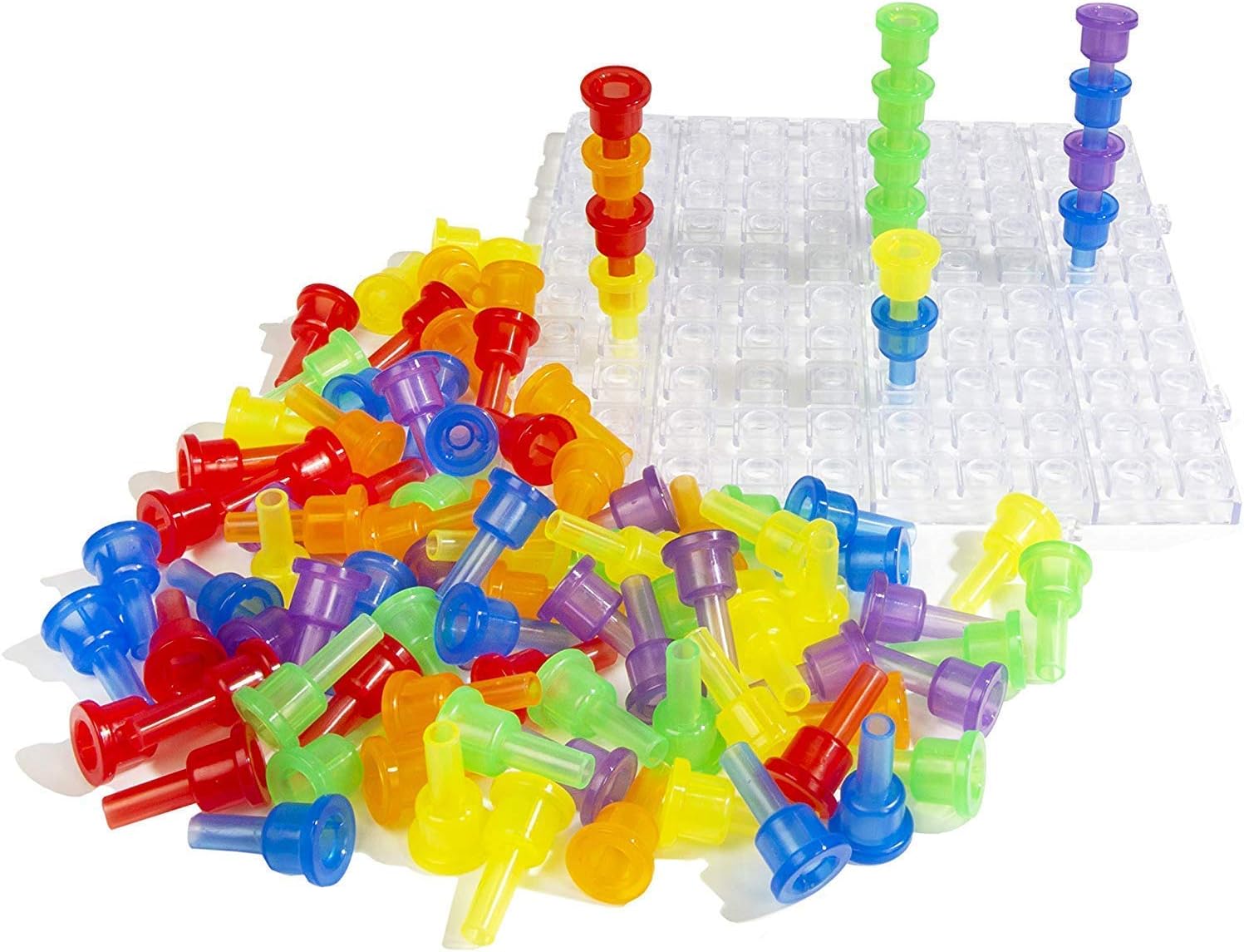 Amazon.com: Think Fast Toys - Translucent Plastic Stacking Pegs in ...