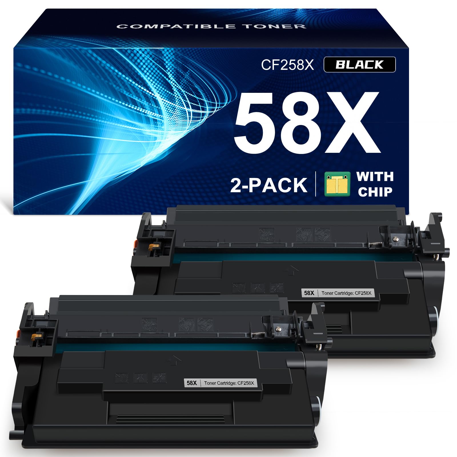 58X CF258X 58A Toner Cartridge Black (with Chip, High Yield) Compatible Replacement for HP ...