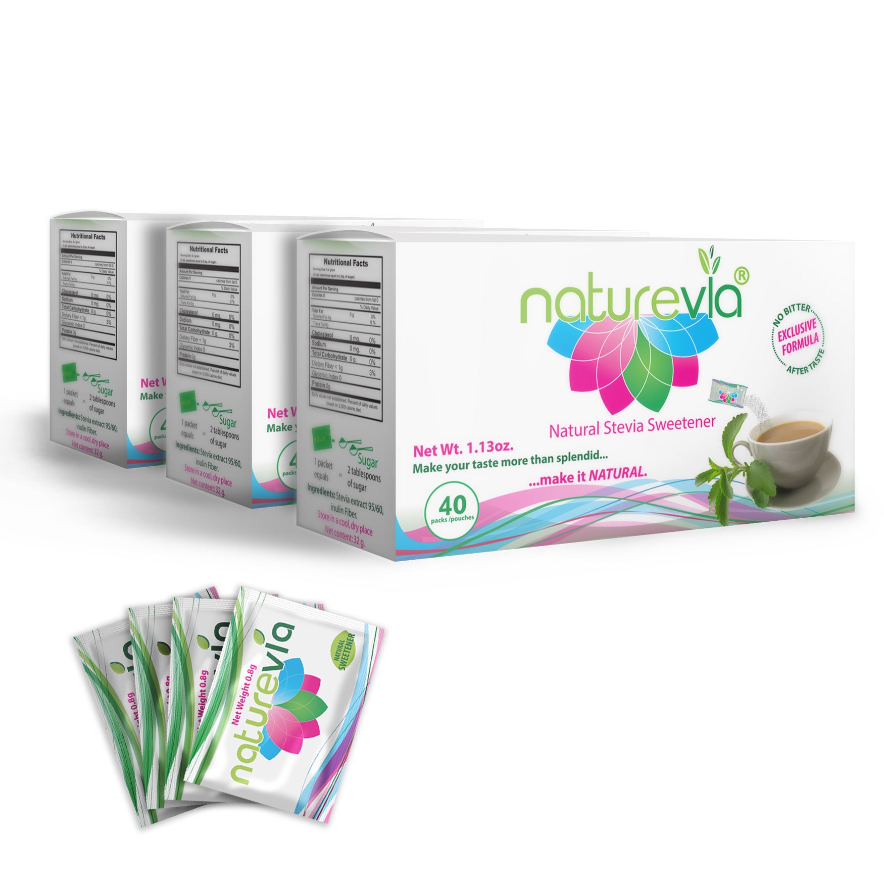 Natural Stevia Sweetener (500 Packets/Counts) - Natural Prebiotic Fiber ...