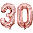 Amazon.com: 40 Inch Rose Gold 30 Number Balloons Giant Jumbo Huge 30 Foil Mylar Helium Number ...