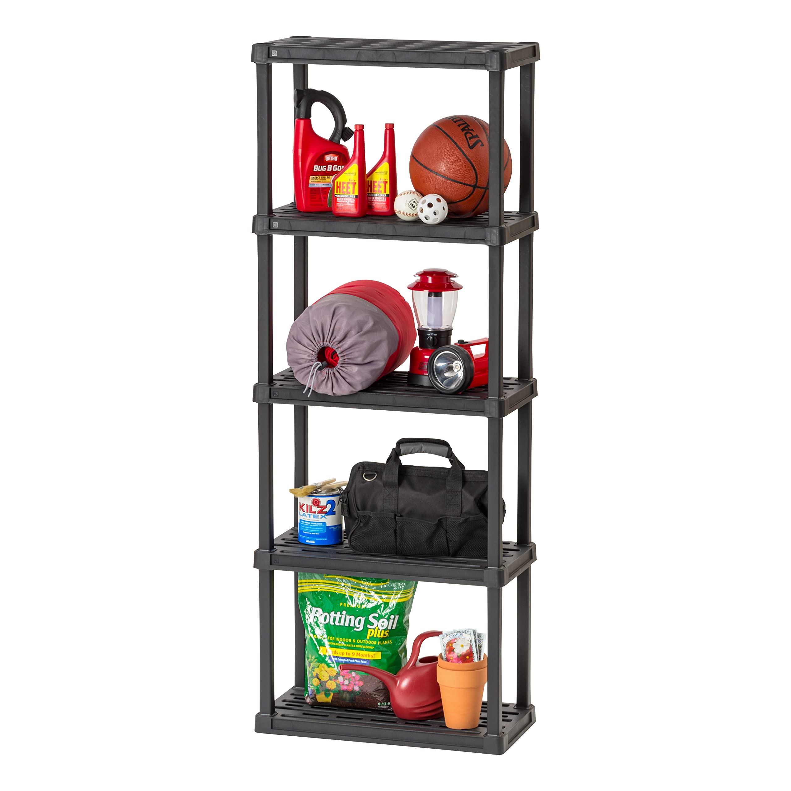 IRIS USA 5-Shelf Heavy Duty Plastic Storage Shelves, 200lb Capacity, 64 ...