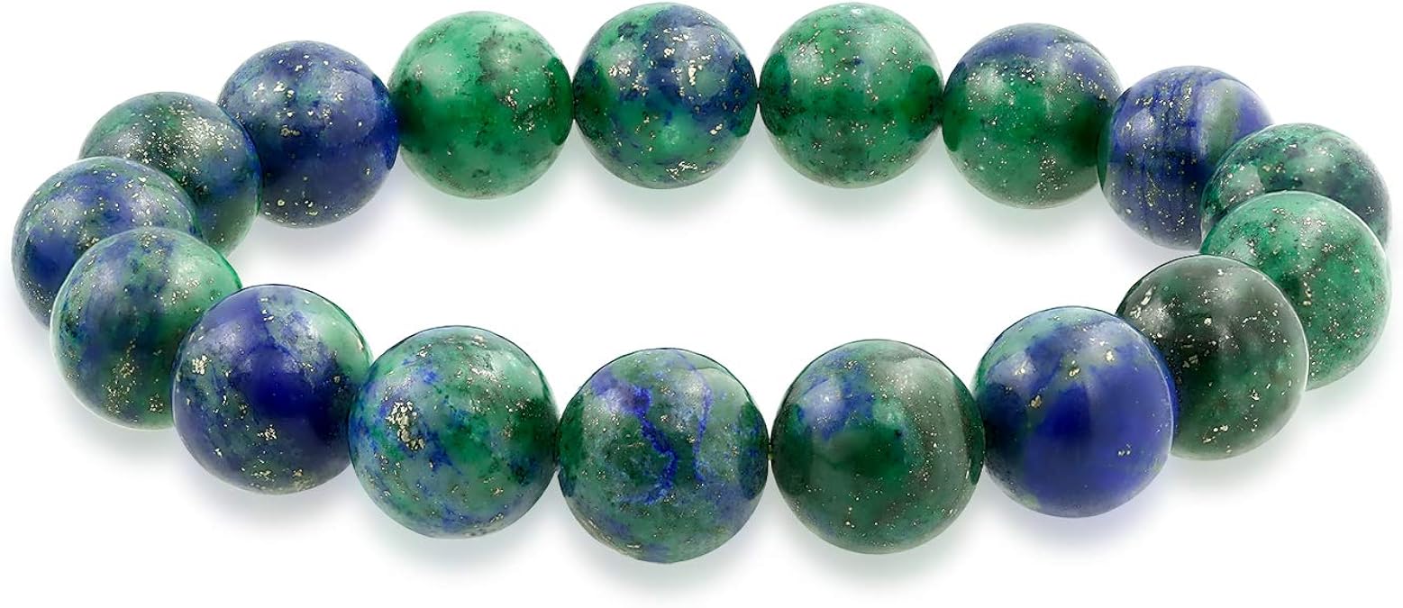 Bling Jewelry Stapelbare Halb Edelstein Strand grün blau Azurite Runde ...