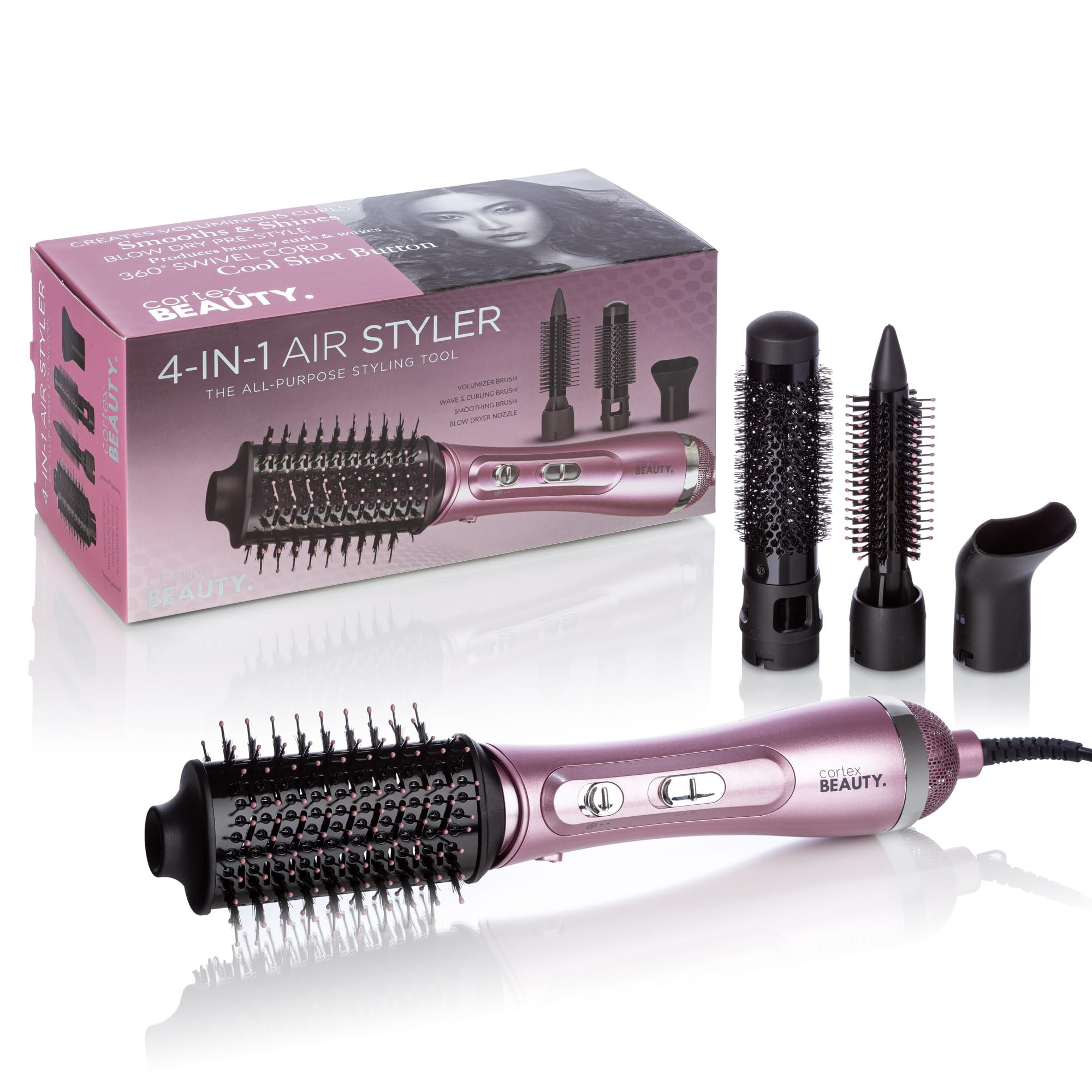 Cortex Beauty 4-in-1 Air Styler Brush - Hot Air Brush with Blow Dryer, Volumizer, Smoothing ...