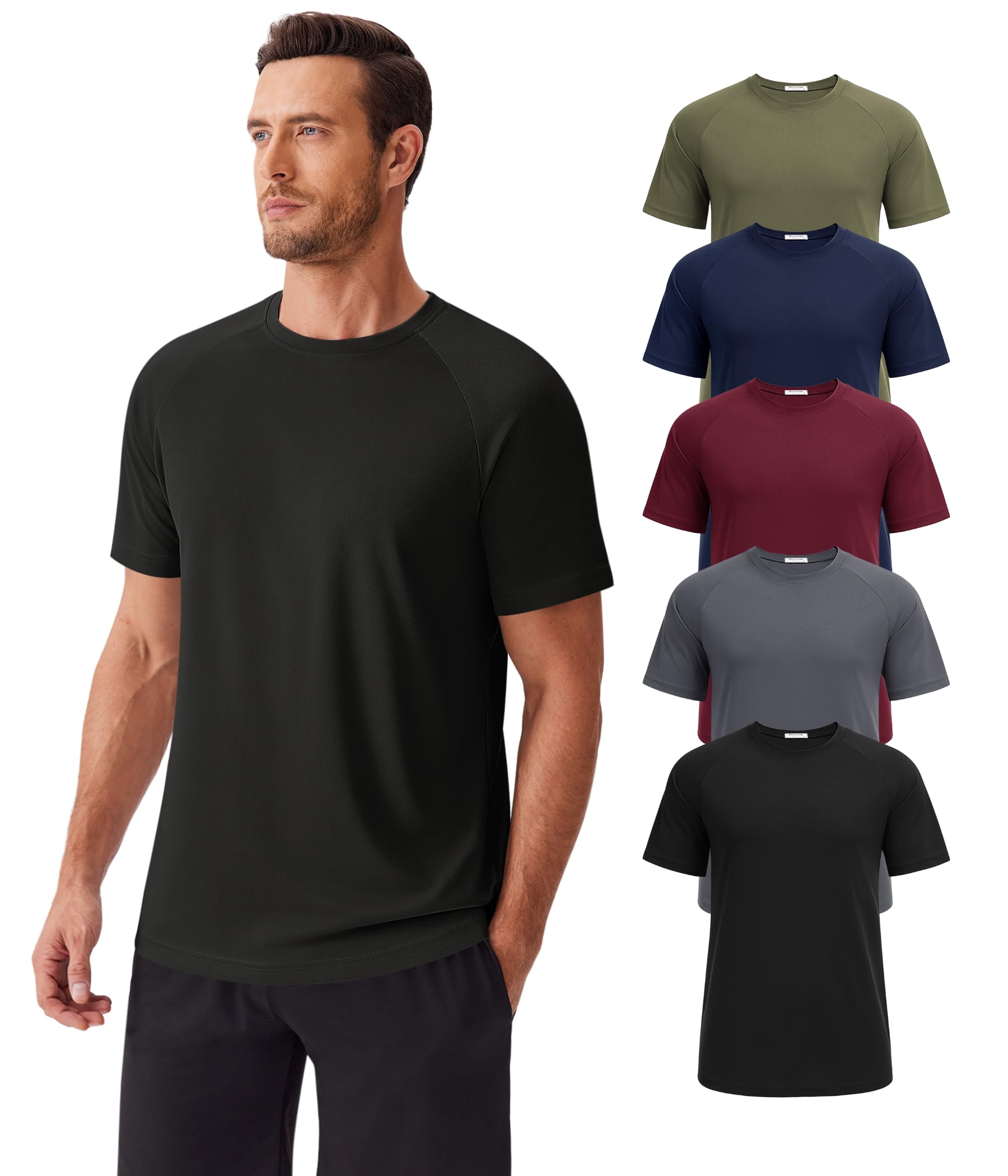 PINSPARK Quick Dry Gym Workout Shirts Men Multipack Moisture Wicking ...