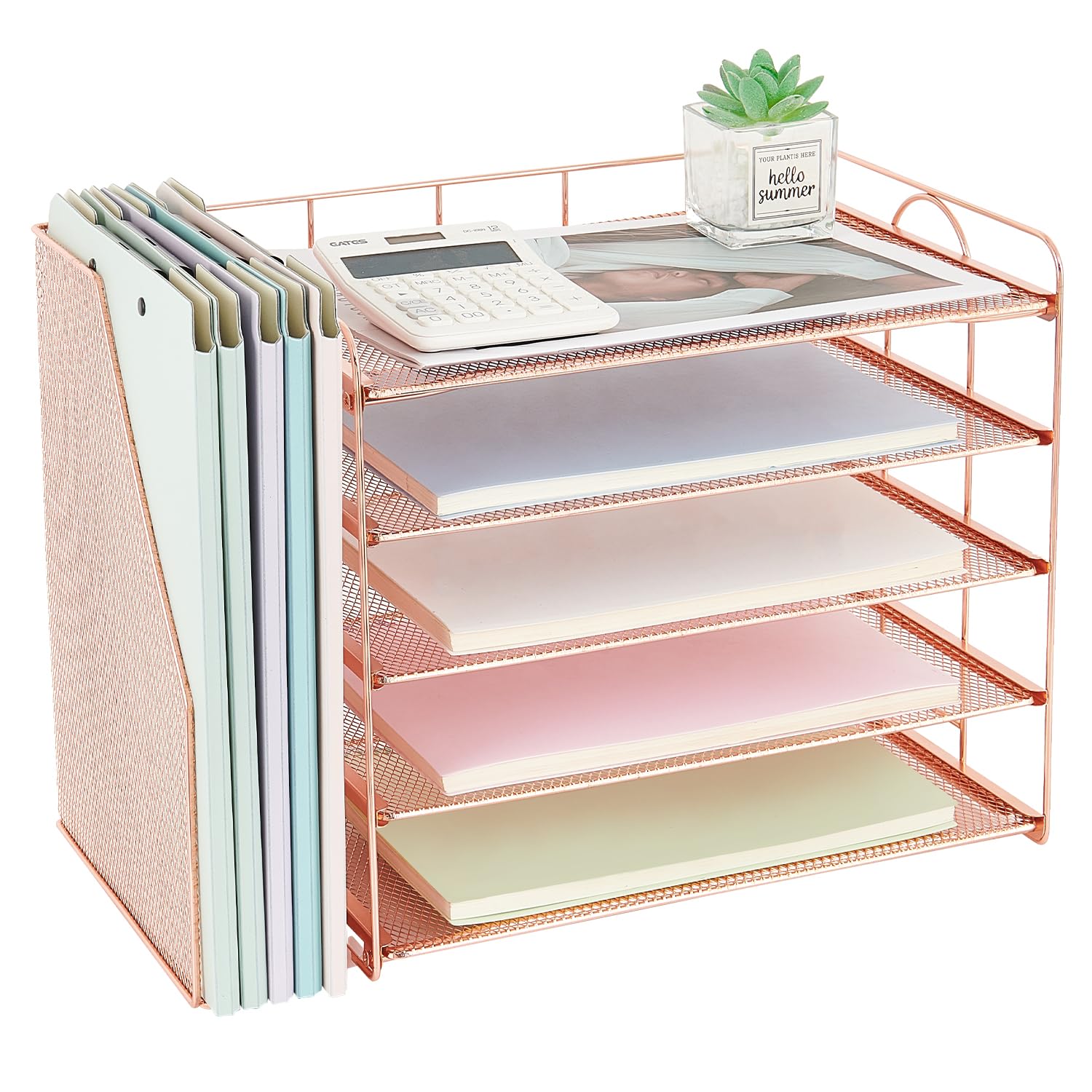 OPNICE Desk Organizers with Magazine File Holder, 5-Tier Office ...