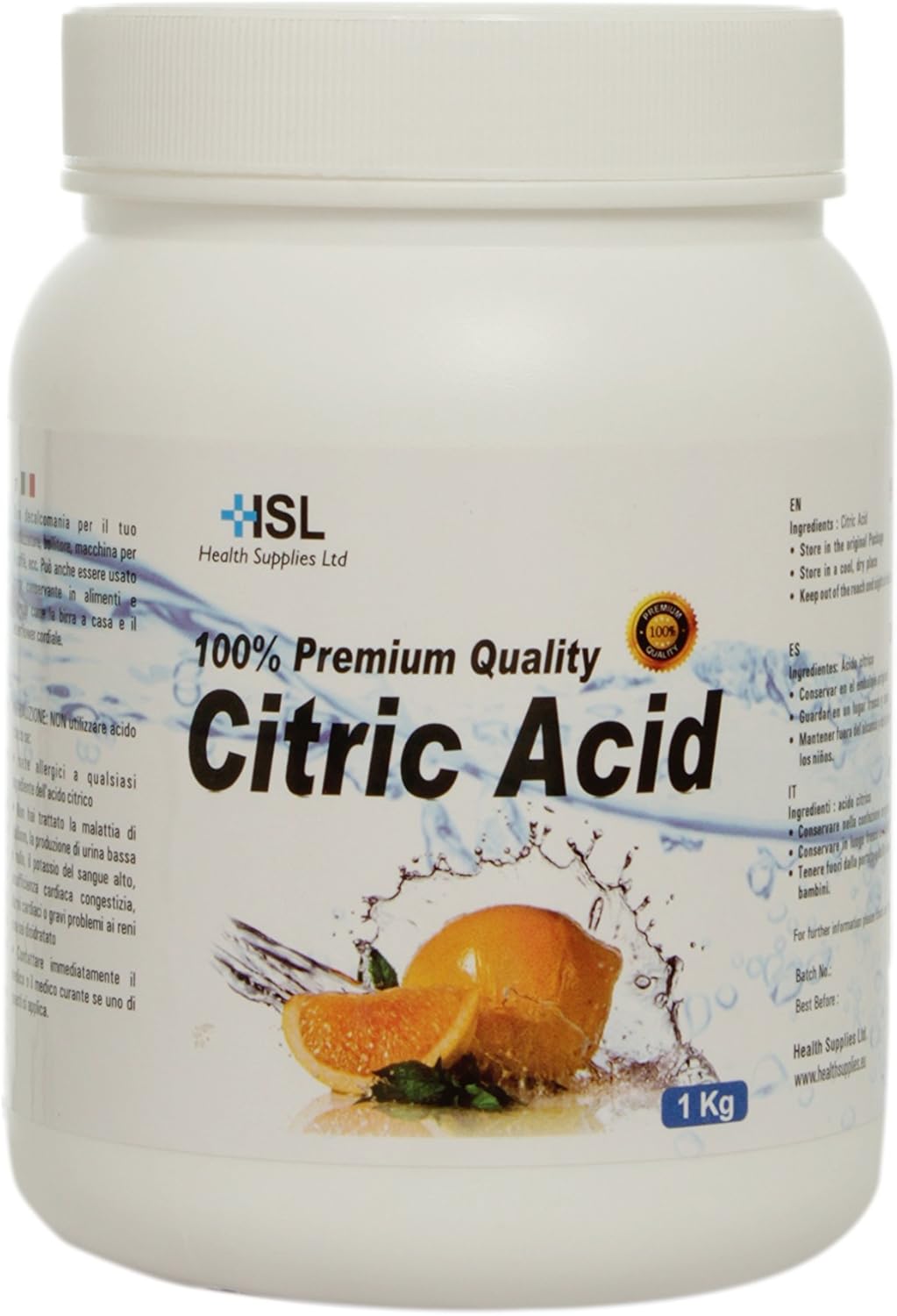 HSL Citric Acid | Anhydrous | Pure Premium Quality 1 kg: Amazon.co.uk ...