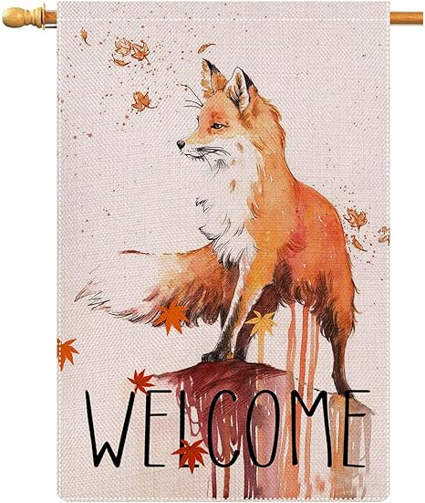 Amazon.com : Welcome Fox Friends Garden Flag, Double Sided Yard Flag ...