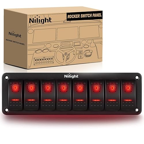 Nilight 8 Gang Rocker Switch Panel 5Pin On Off Toggle Aluminum Holder ...