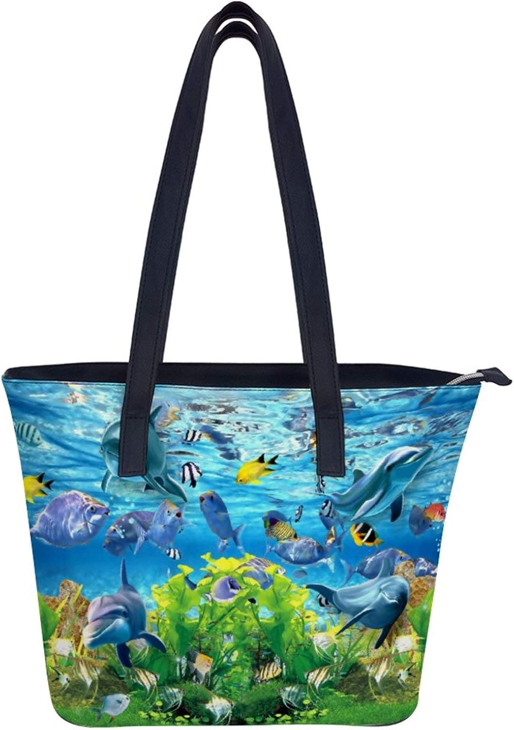 Amazon.com: 3d Fish Aquarium Large Tote Bags Leather Women Shoulder ...