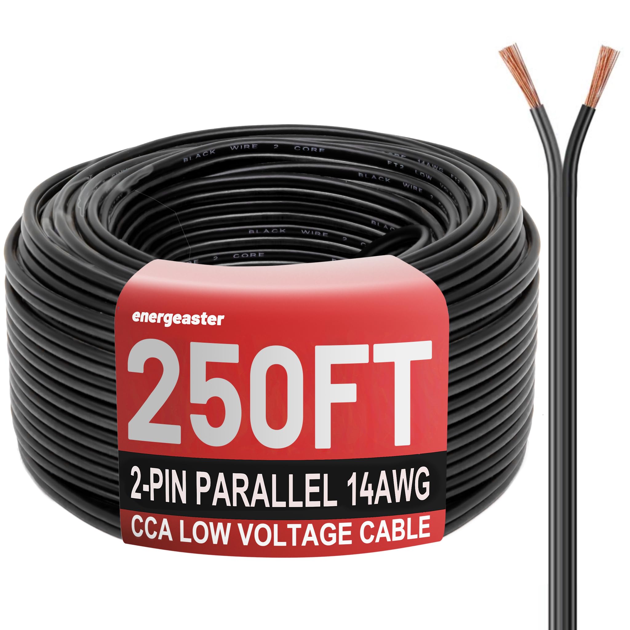 Energeaster Electrical Wire 2 Conductors Black Cable Hookup LED ...