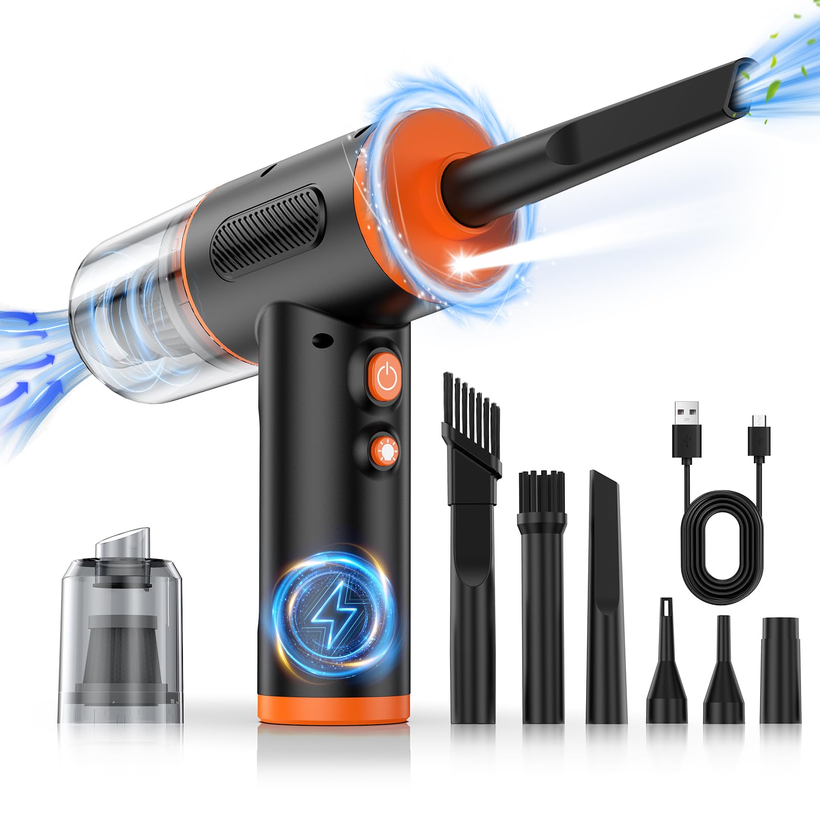 KOPIDOE Compressed Air Duster, 100000RPM Handheld Car Vacuum/Air Blower ...