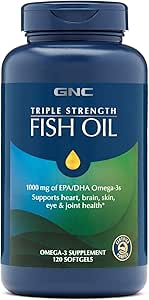 Amazon.com: GNC Triple Strength Omega 3 Fish Oil 1000mg, 120 Count ...